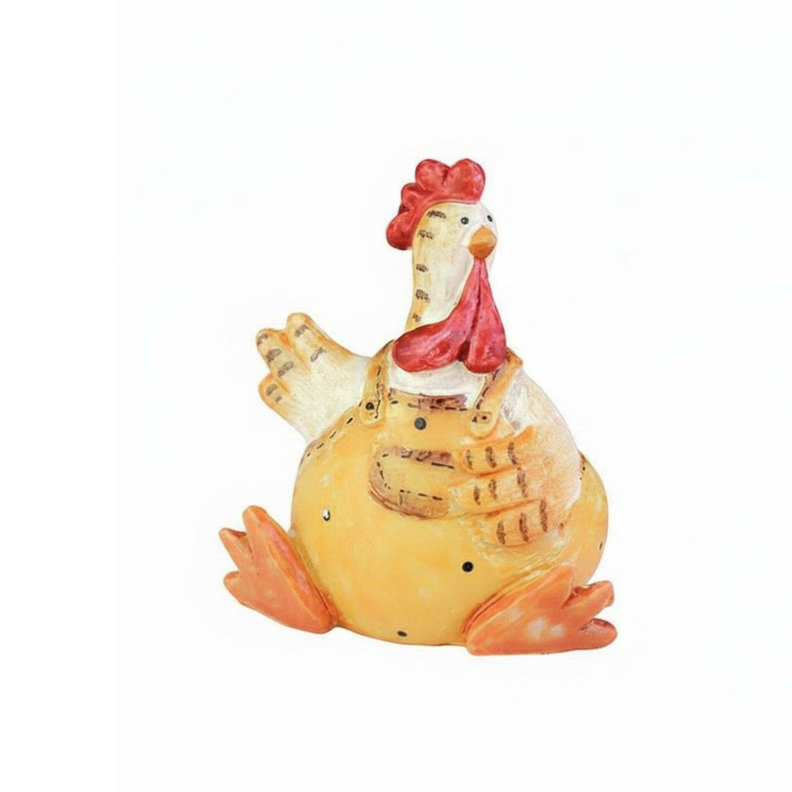 Фигурки цыплят в деревенском стиле: самец и курица, имитация текстуры дерева, декор в стиле кантри, желтый цвет.