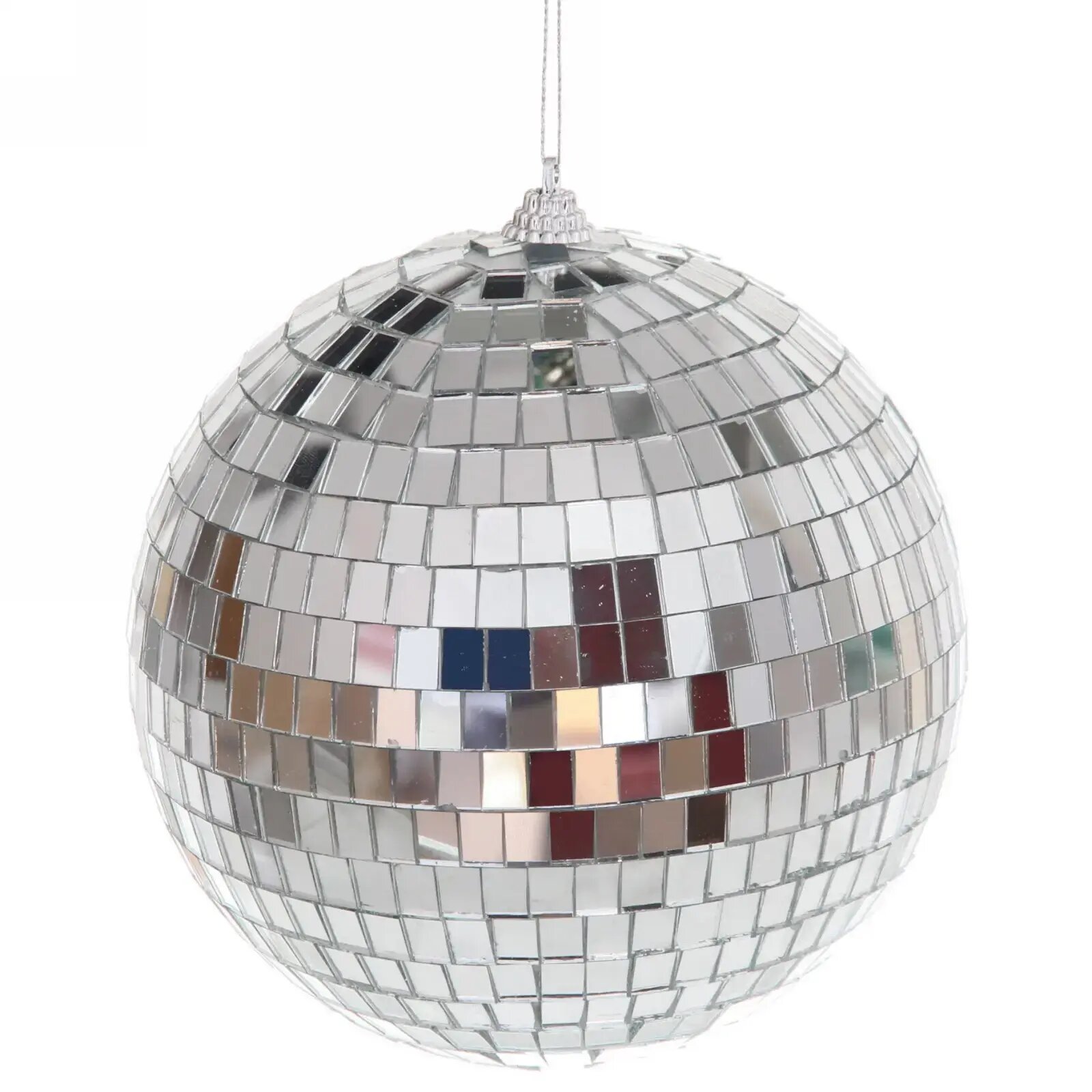 Новогодний шар 15 см «Shining Disco», Серебро, пластик, для елки и декорирования