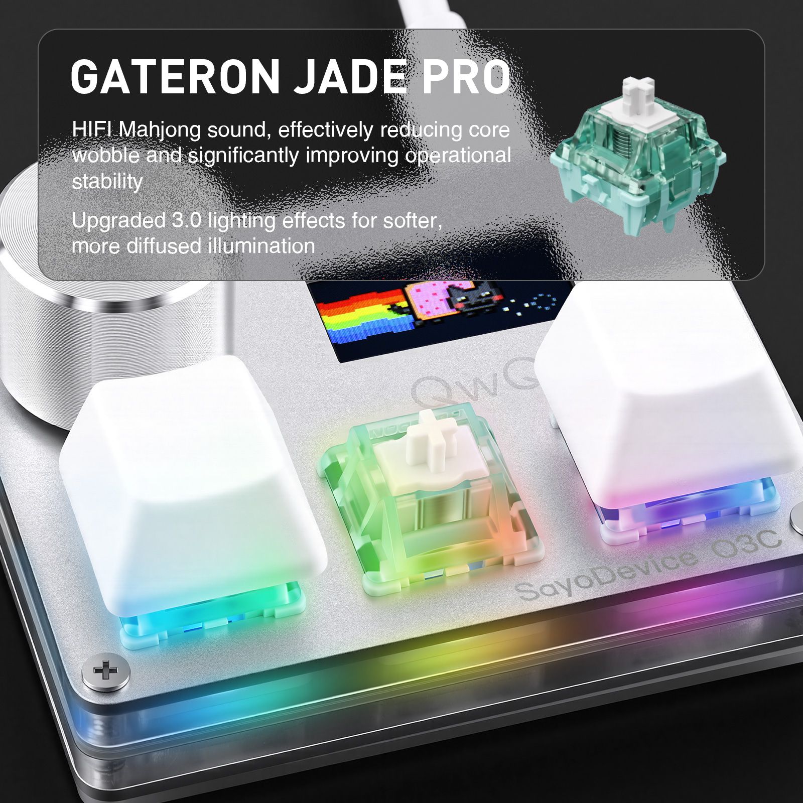 Sayodevice Клавиатура проводная для OSU и Geometry Dash, (GATERON Magnetic Jade Pro Linear), Русская раскладка, серебристый