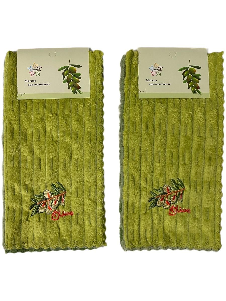 Салфетки для кухни микрофибра, 3 шт в упаковке. 30*30 см, оливка