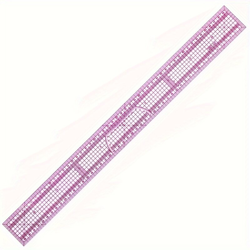 Швейная пластиковая линейка-лекало 19,69 дюйма, красная, тип А, со встроенной шкалой и круглой формой для выкройки