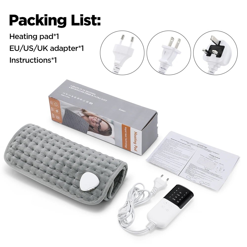 Грелка Hailicare 30x60 см, 10 уровней нагрева UK, GRAY