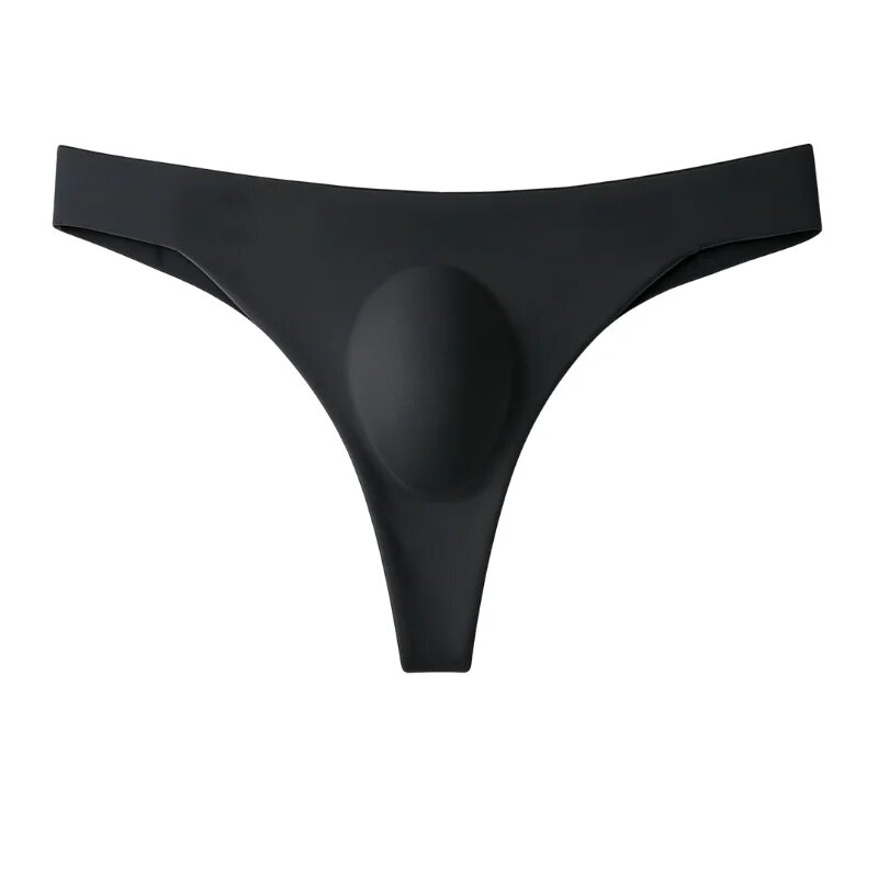 Спортивные однотонные мужские стринги, мужские дышащие стринги из ледяного шелка, Черный, XL, Black