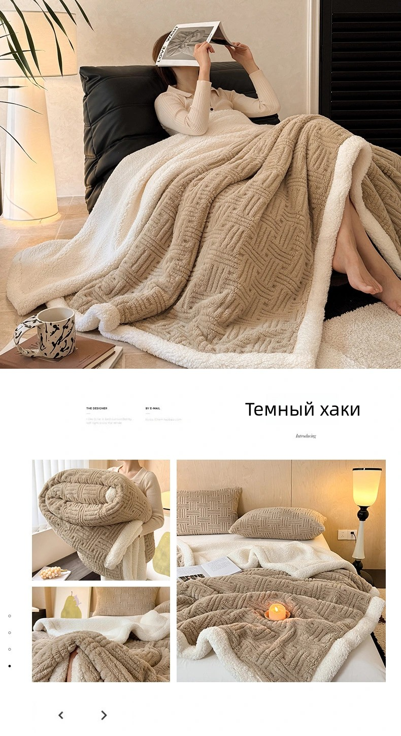 Двустороннее флисовое одеяло с рисунком Ультрамягкое и уютное для дома，тёмный каштановый цвет