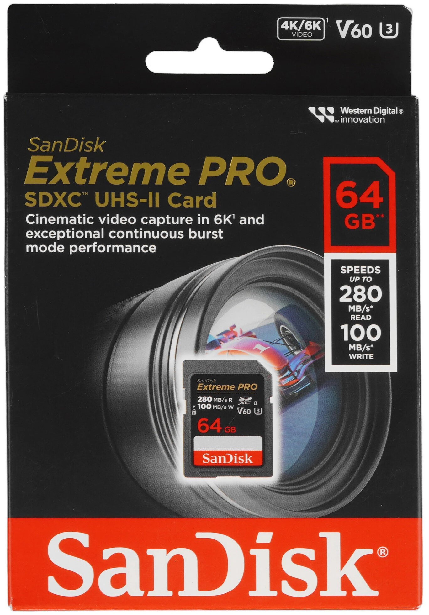 Карта Памяти 64Gb SanDisk Extreme Pro Sdxc Uhs-ii U3 V60 (280/100 MB/s) .