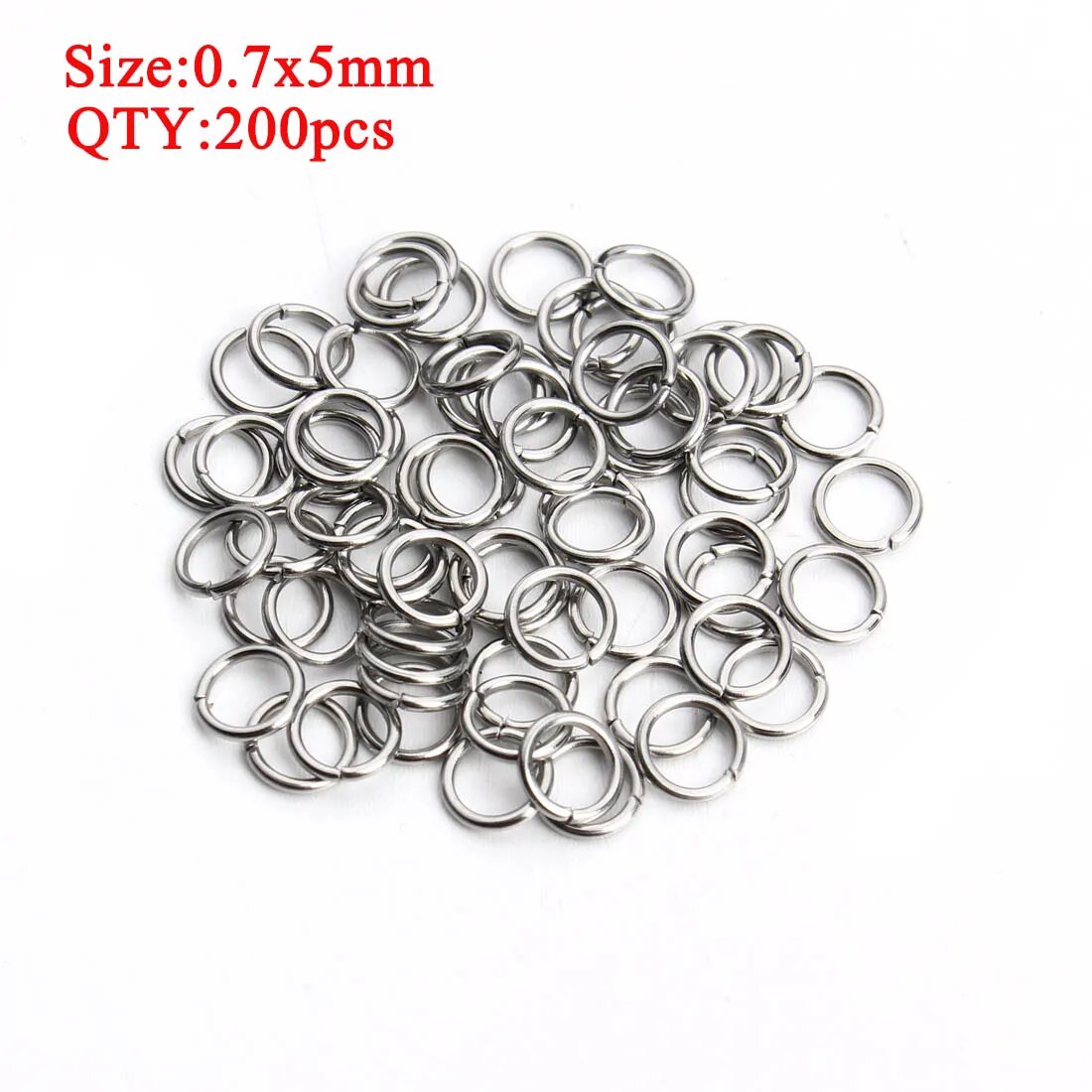Открытые кольца 0.7x5mm, серебряные, 200 шт
