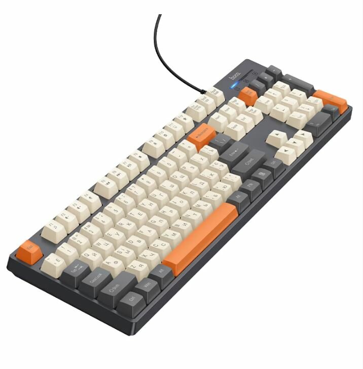 Клавиатура игровая HOCO GM61 русская раскладка, проводная, мембранная, серый, оранжевый, белый
