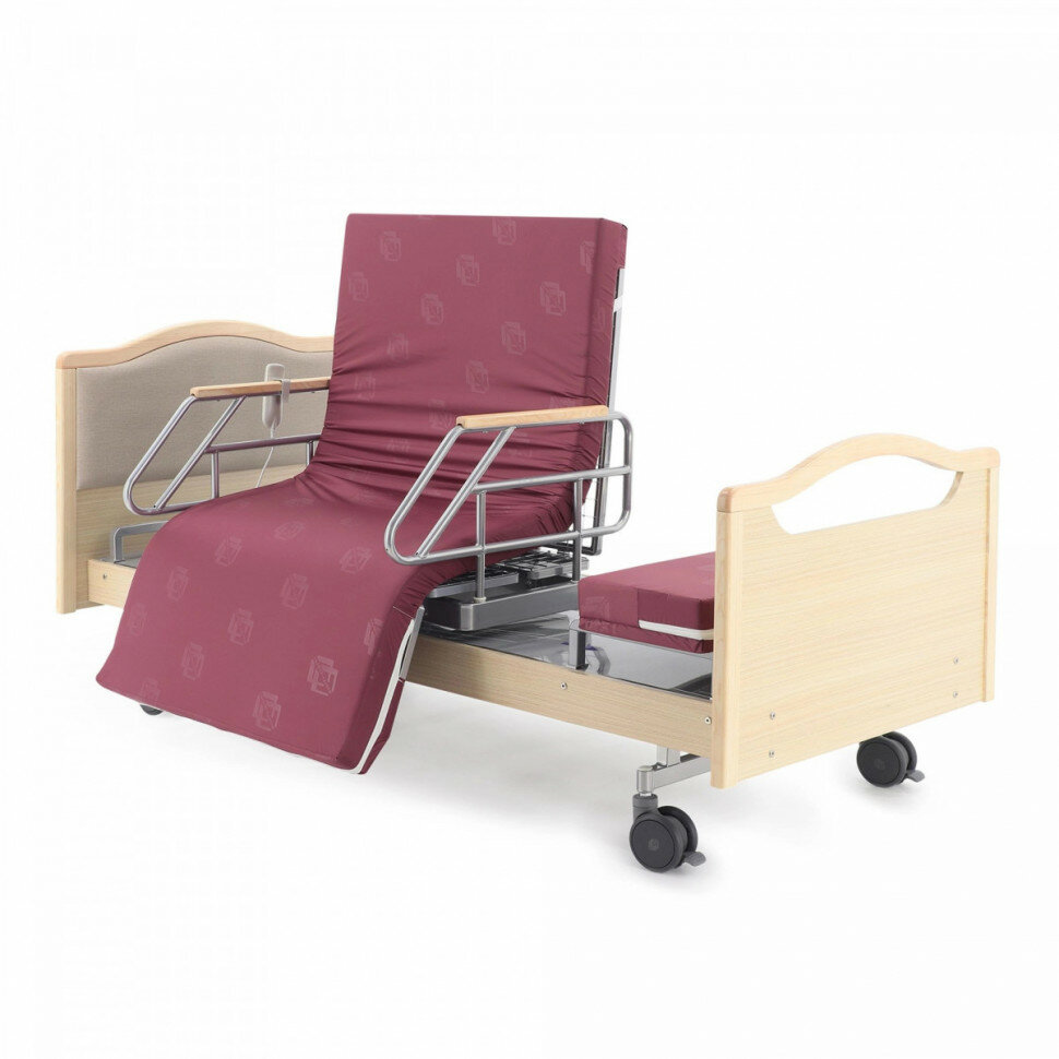 Медицинская кровать для лежачих больных электрическая MED-MOS DB-2B с поворот. креслом в правую сторону (светлое дерево)