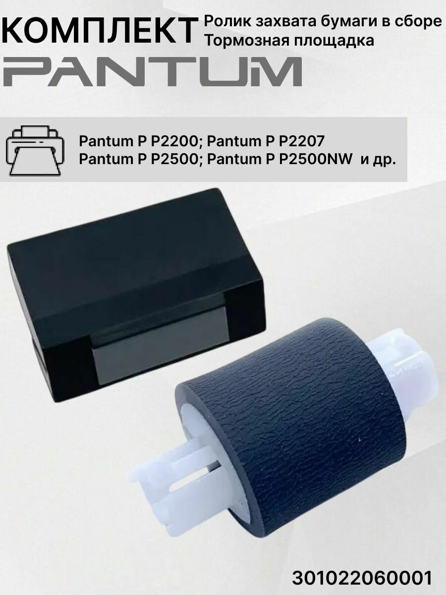 Ролик захвата бумаги в сборе и Тормозная площадка для принтеров для Pantum P2500, P2200, M6500, M6550, M6600 (301022060001)