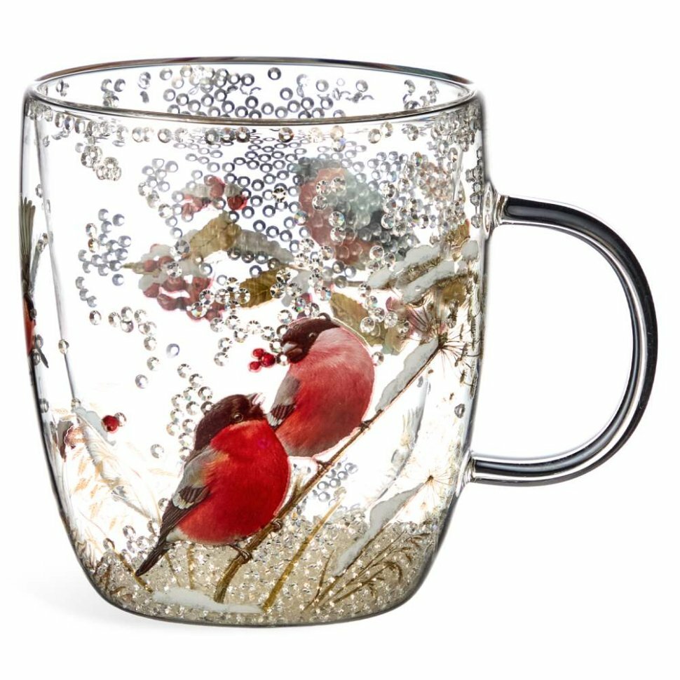 Кружка с двойными стенками 410 мл LEFARD "Снегири" / 385428