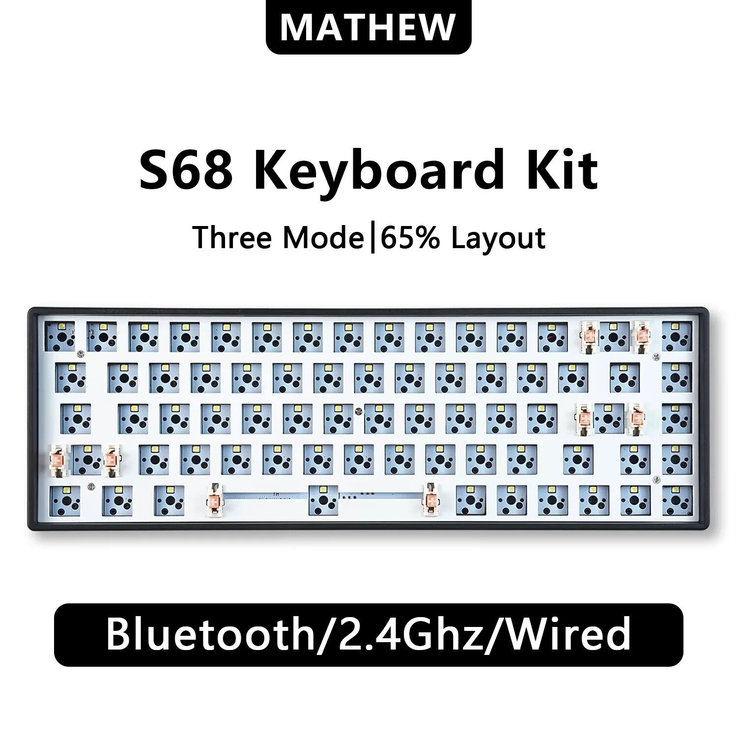 Mathew Tech S68 белая механическая клавиатура 68 клавиш DIY Kit S68 Black