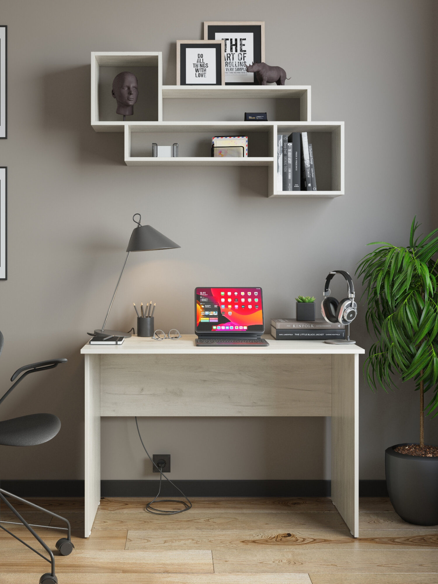 Стол письменный Vif "Армада" дуб крафт белый, 1100х596х750 мм.