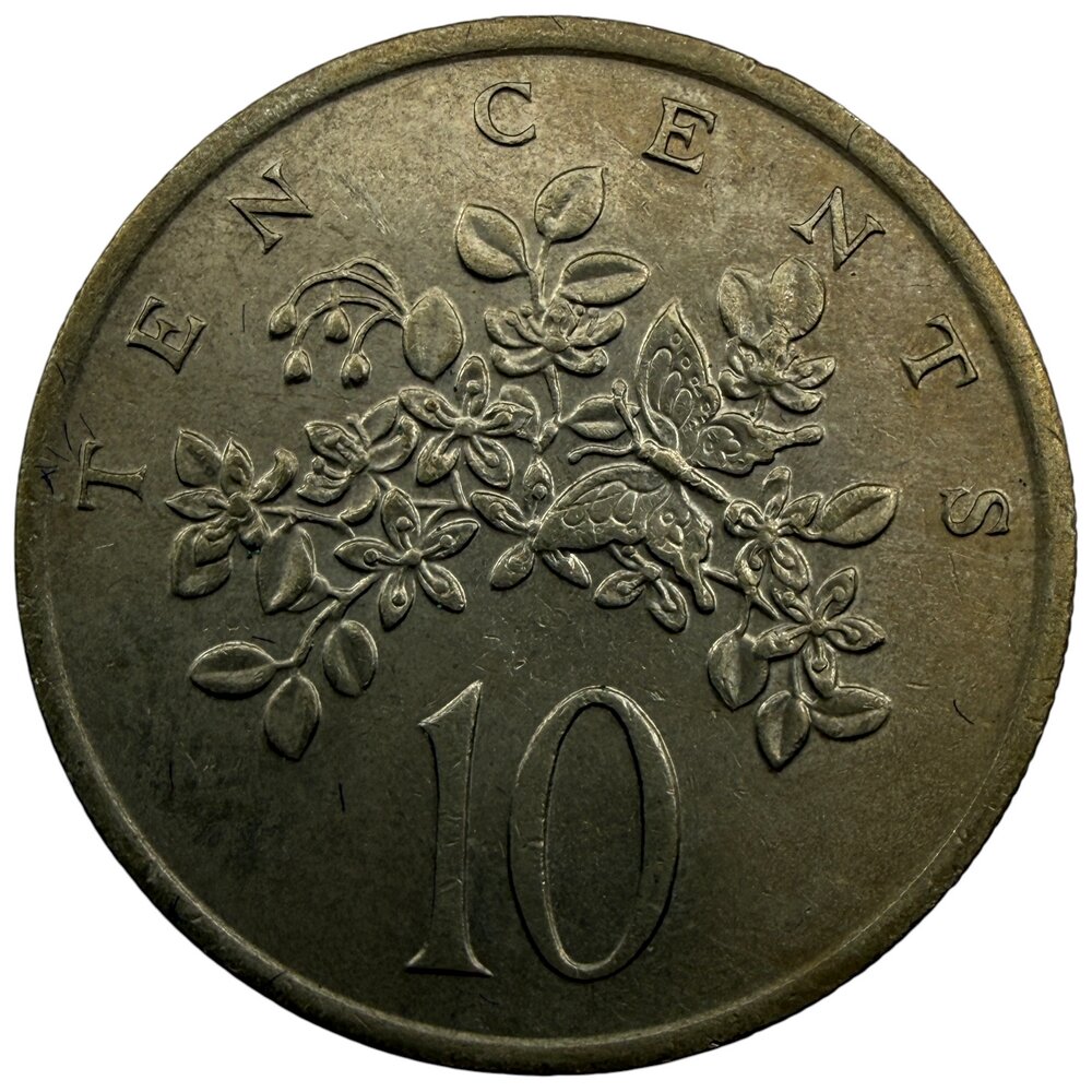 Ямайка 10 центов 1977 г. (Широкая надпись)