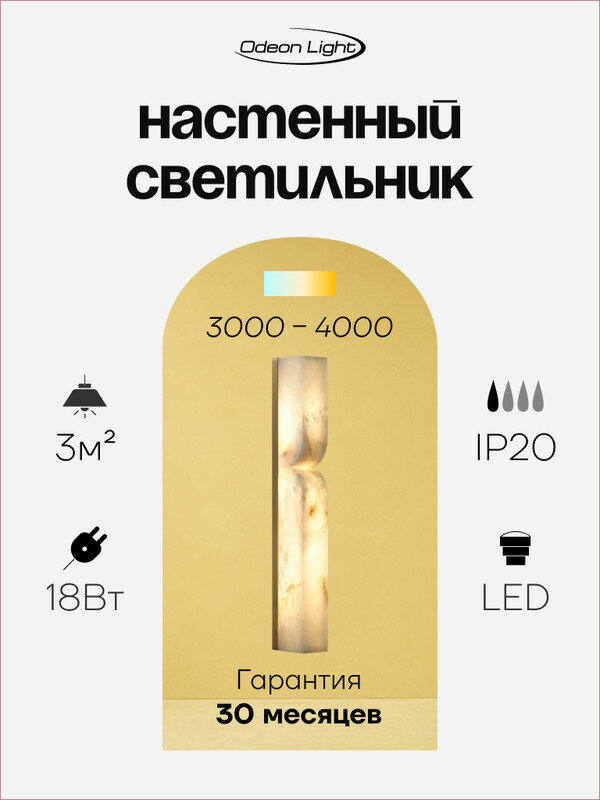Настенный светильник ODEON LIGHT MARBELLA 6685/15WL LED 18W латунь