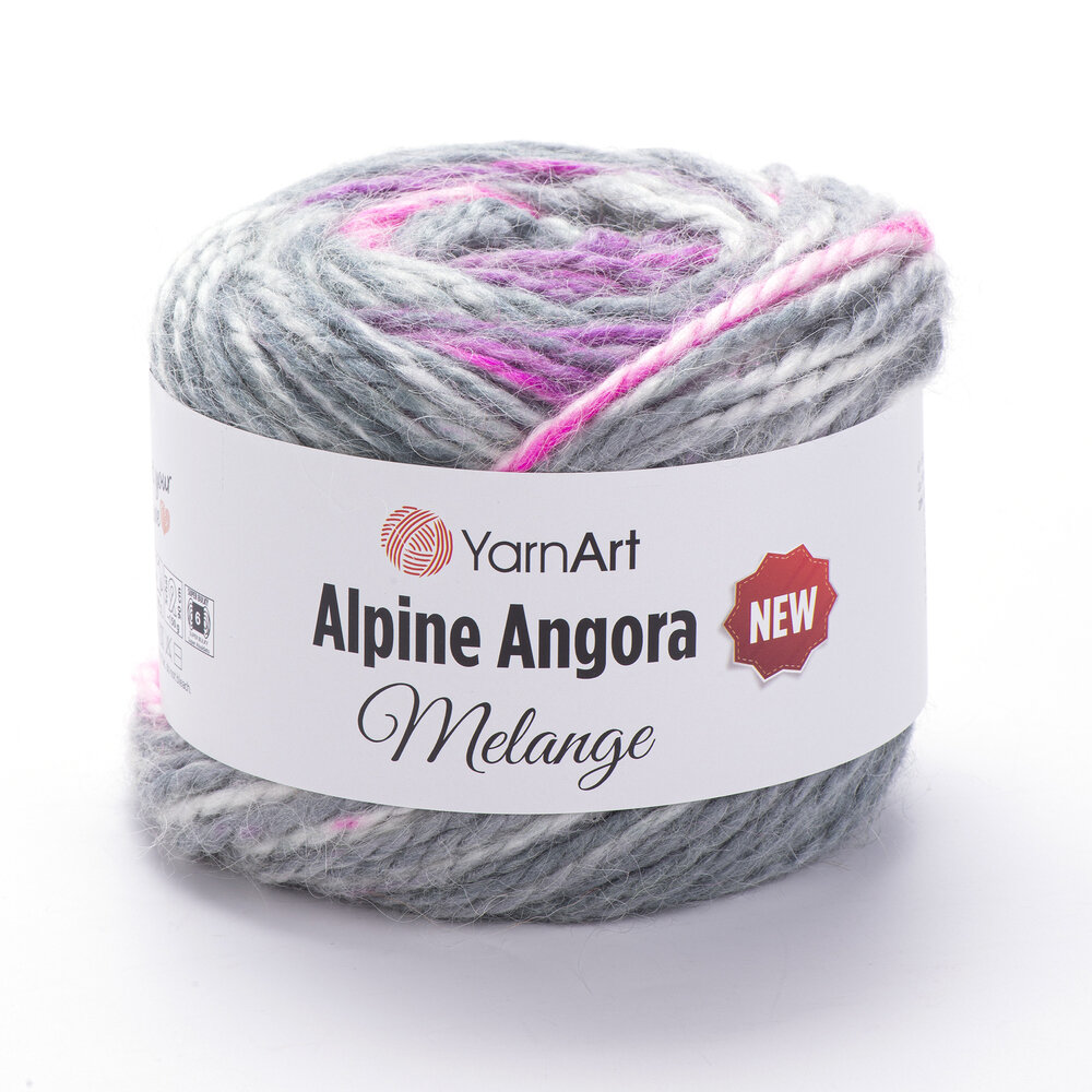 Пряжа для вязания YarnArt Alpine Angora Melange New 6409 серо-розовый 150 гр/150 м 20% шерсть, 80% акрил