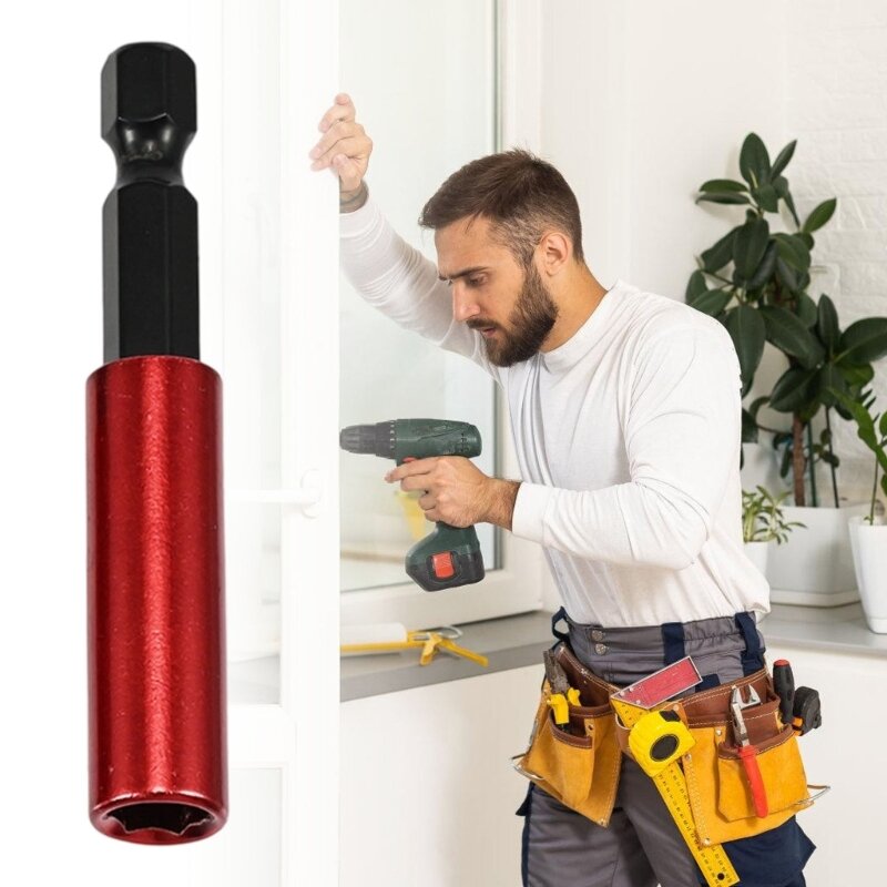 Цветное долото с удлиненным шестигранным хвостовиком-красный-60 мм