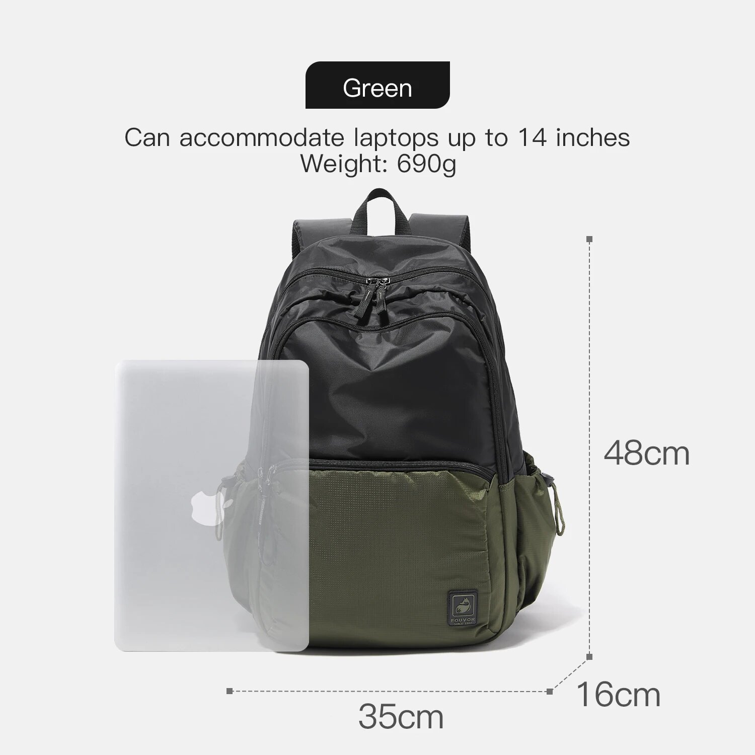 Мужской рюкзак для ноутбука 14" Green Backpack