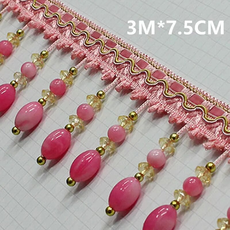 7.5CM*3M Декоративный бордюр для штор с бисером и кристаллами европейский стиль фри имитация нефрита