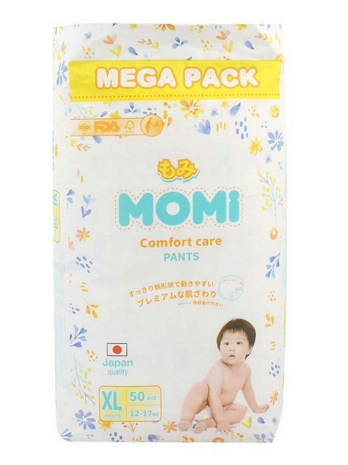 Подгузники-трусики Momi Comfort Care, XL/5, 12-17кг, 50шт