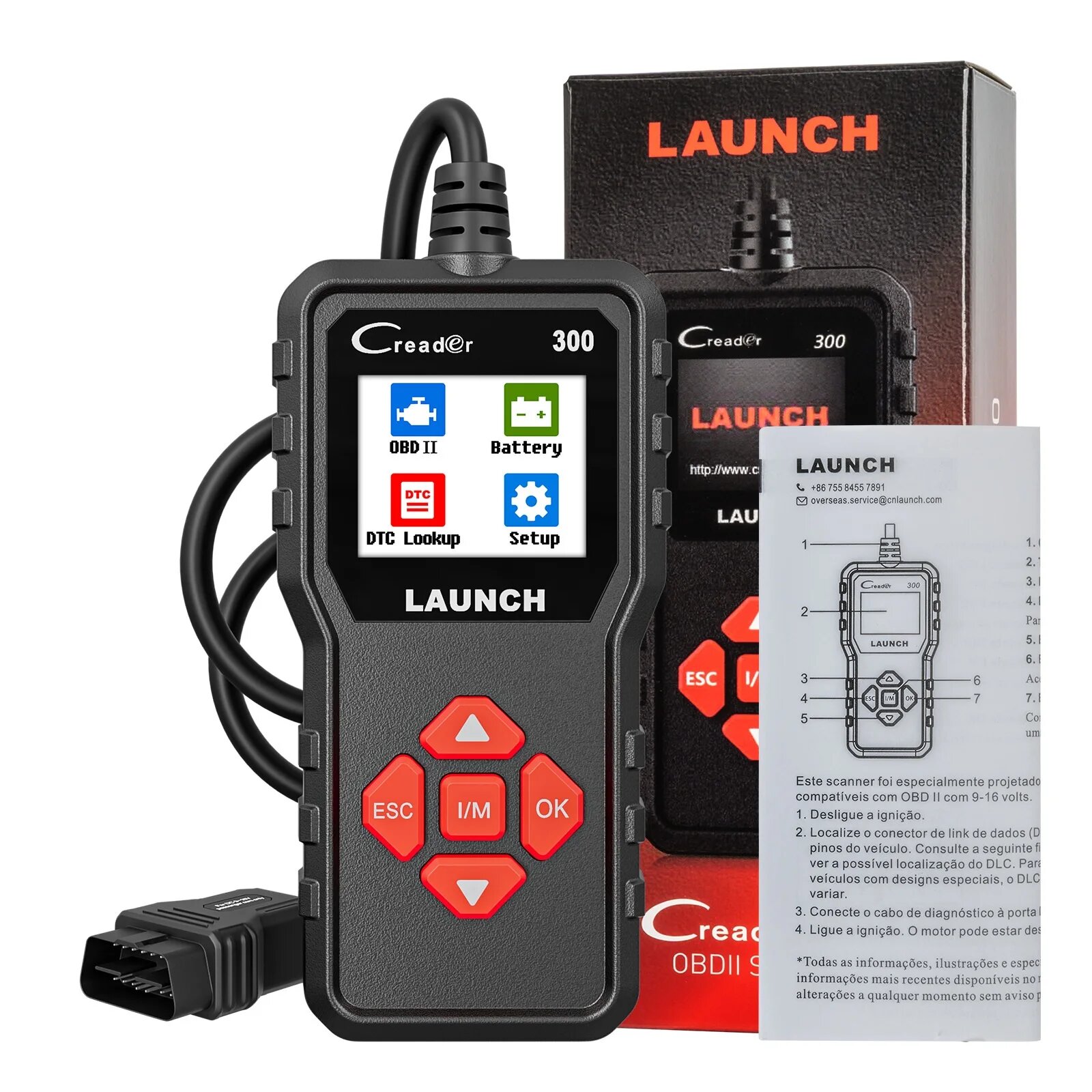 LAUNCH X431 CR300 OBD2 Сканер CAN Автоматический считыватель кодов Диагностический инструмент Тестер двигателя I/M и аккумулятора с пожизненным бесплатным обновлением