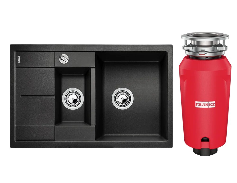 Комплект Мойка Blanco Metra 6 S Compact 78x50, антрацит, искусственный гранит / Измельчитель Franke 134.0715.096 механический