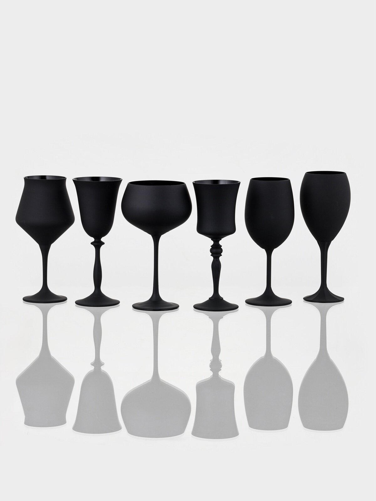 Набор бокалов для вина «Магнолия», 350 мл, хрустальное стекло, чёрный