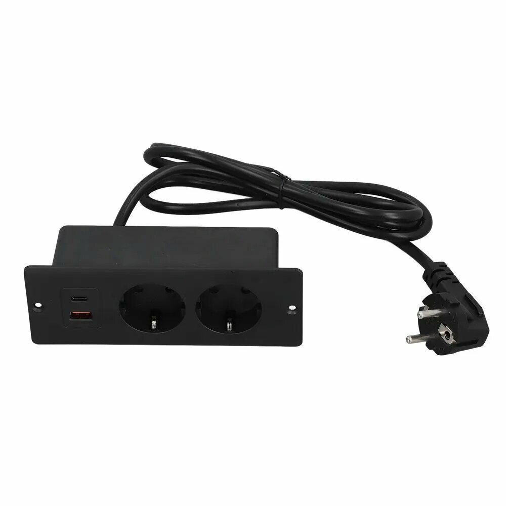 Встраиваемая розетка 2 розетки + USB C/A PD20W, кабель 1.5 м