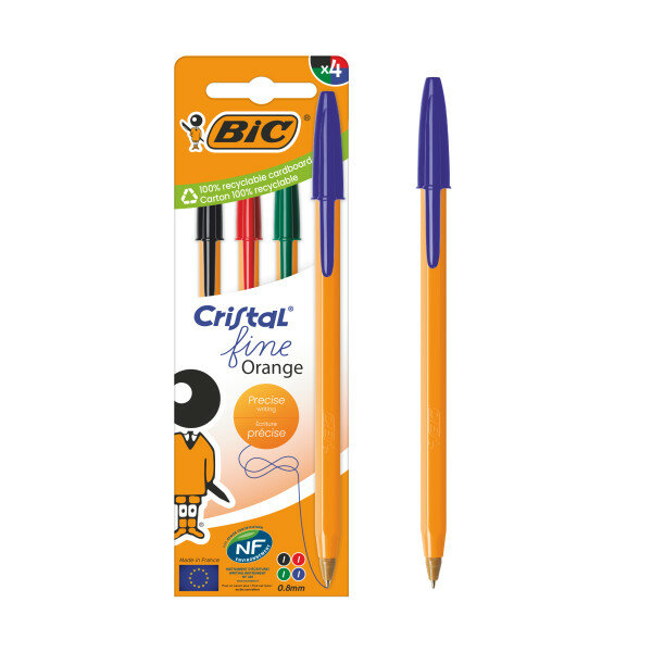 Шариковая ручка BIC CRISTAL оранжевая ассорти уп. 4 шт.