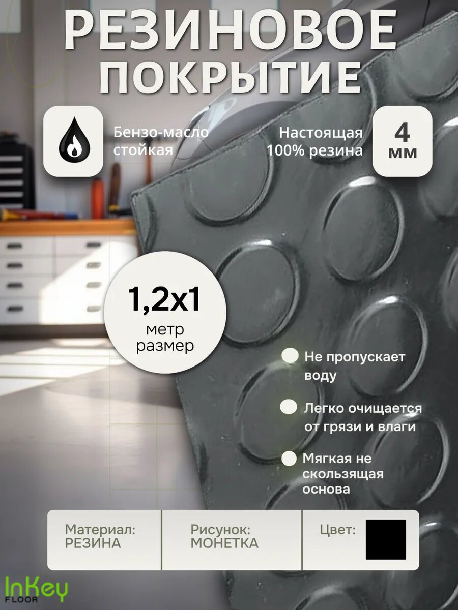 Резина рулонная защитная для склада Монетка