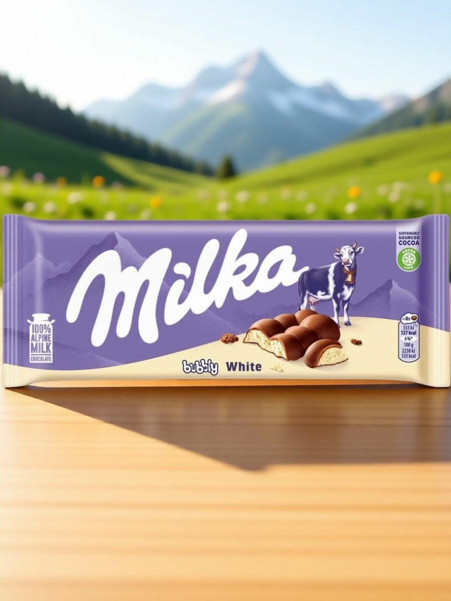 Шоколадная плитка Milka Bubbly White, 95 грамм ( Швейцария )