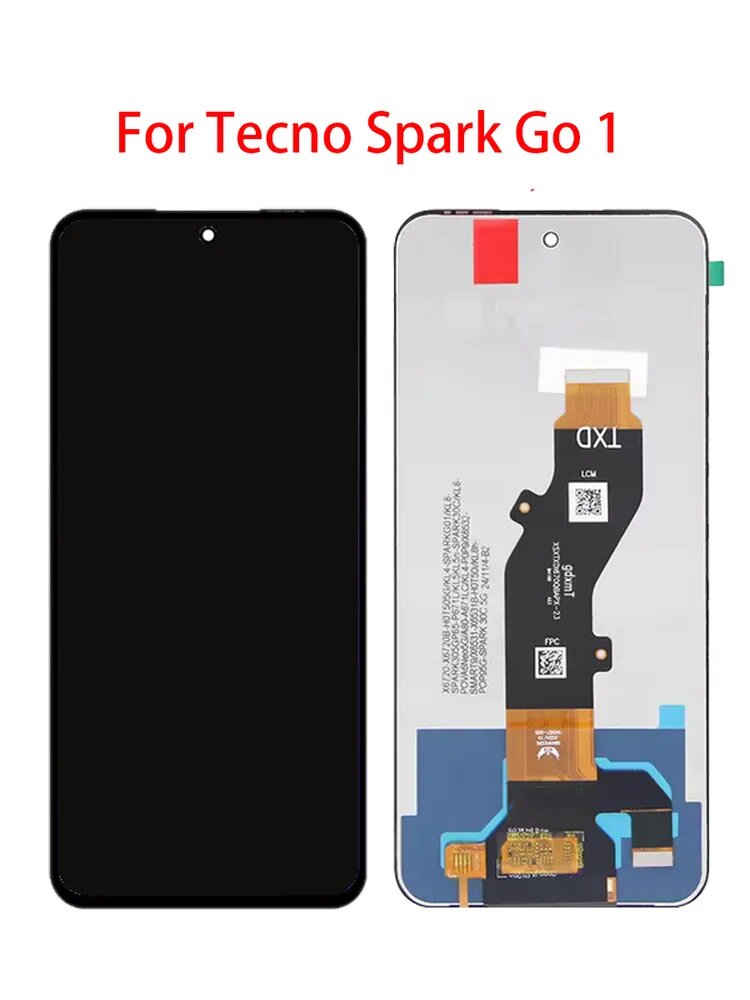 Дисплей на Tecno Spark Go 1, Go1 в сборе с тачскрином Черны
