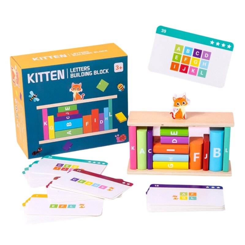 Деревянные Алфавиты, Укладывающие Блоки Для Детей, Обучающая Игрушка Для Создания Букв С Рисунками Животных