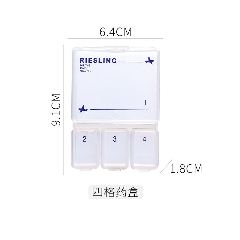 KM.873 4-отсековый круглый органайзер для таблеток, портативный кейс для хранения 4 секций ежедневных лекарств