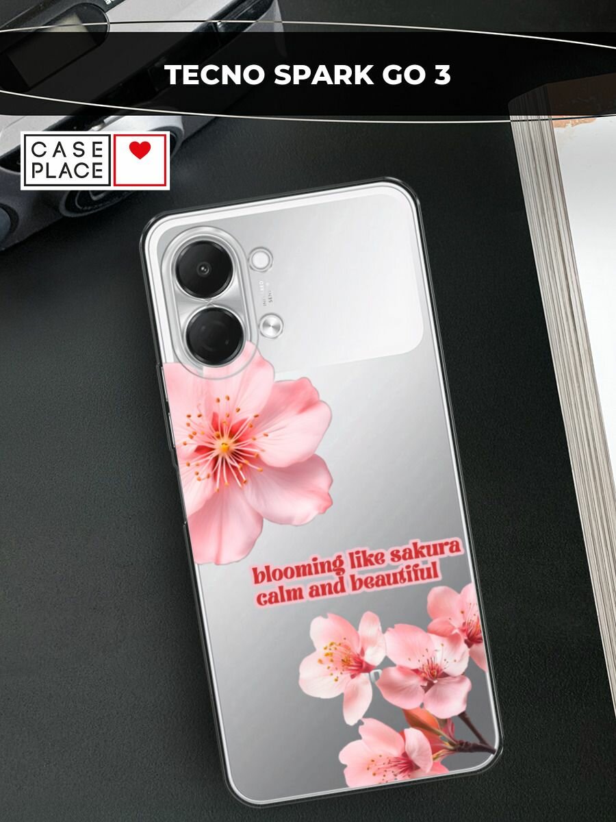 Чехол на Tecno Spark Go 3 / Текно Спарк Го 3 с принтом Blooming like sakura, прозрачный
