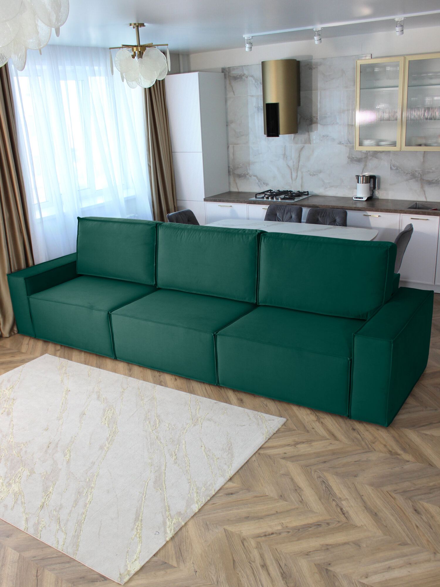 Диван-кровать Forrest Конер зеленый, механизм выкатная Еврокнижка, 350х109х65 см