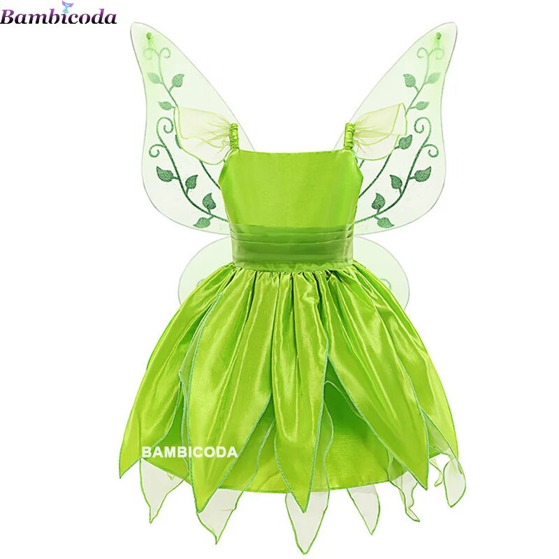Детский костюм феи Тинкер Белл, зеленый, 4T(110), BAMBICODA