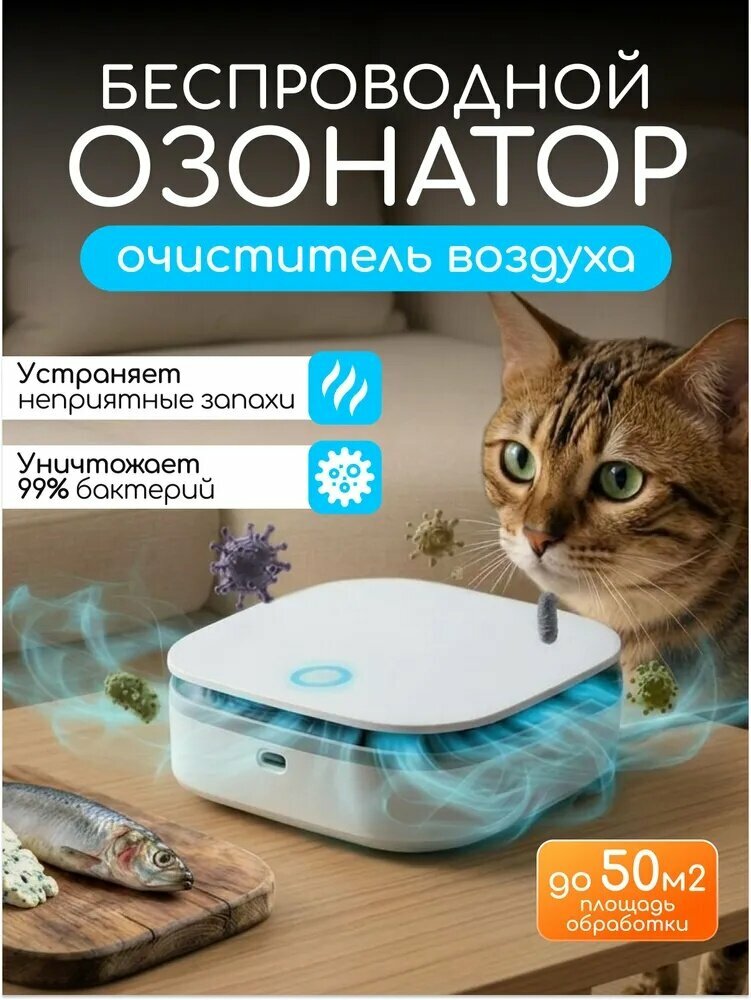 Озонатор воздуха портативный от запахов, очиститель воздуха для дома беспроводной