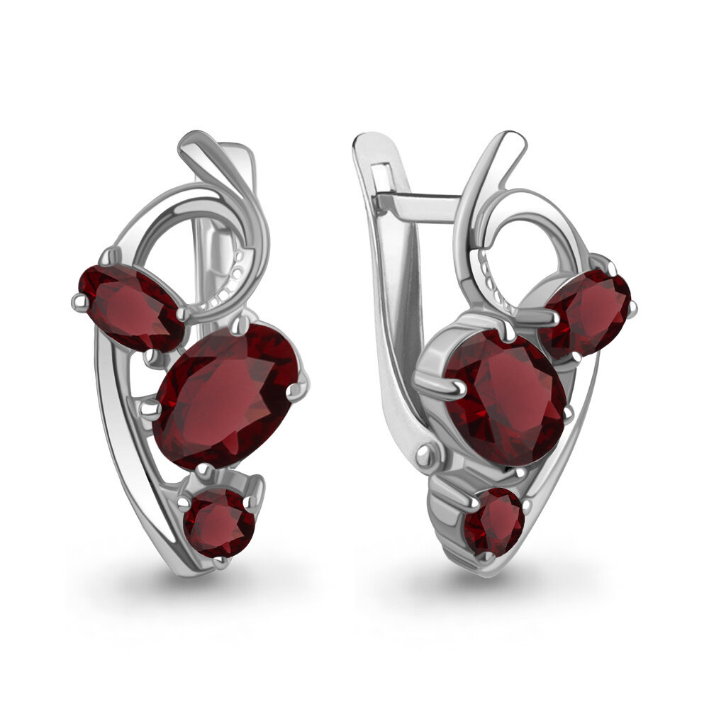 Серьги, серебро, 925 проба, гранат