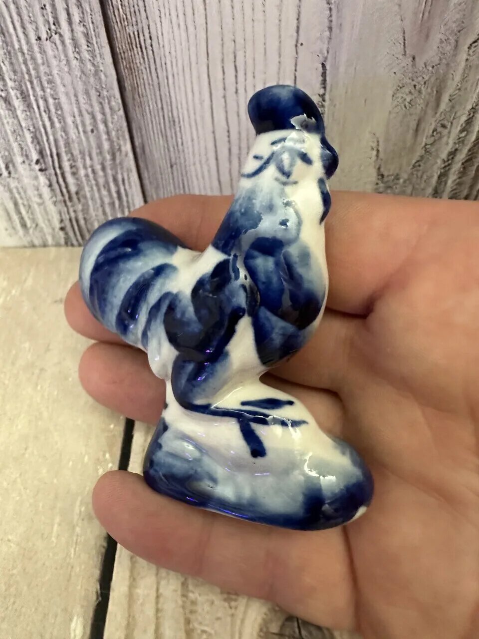 Cтатуэтка Петушок Гжель Фарфор винтажная Авторская шикарная