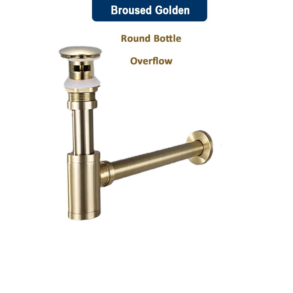 Сифон для ванной Brushed Golden Round Bottle Overflow