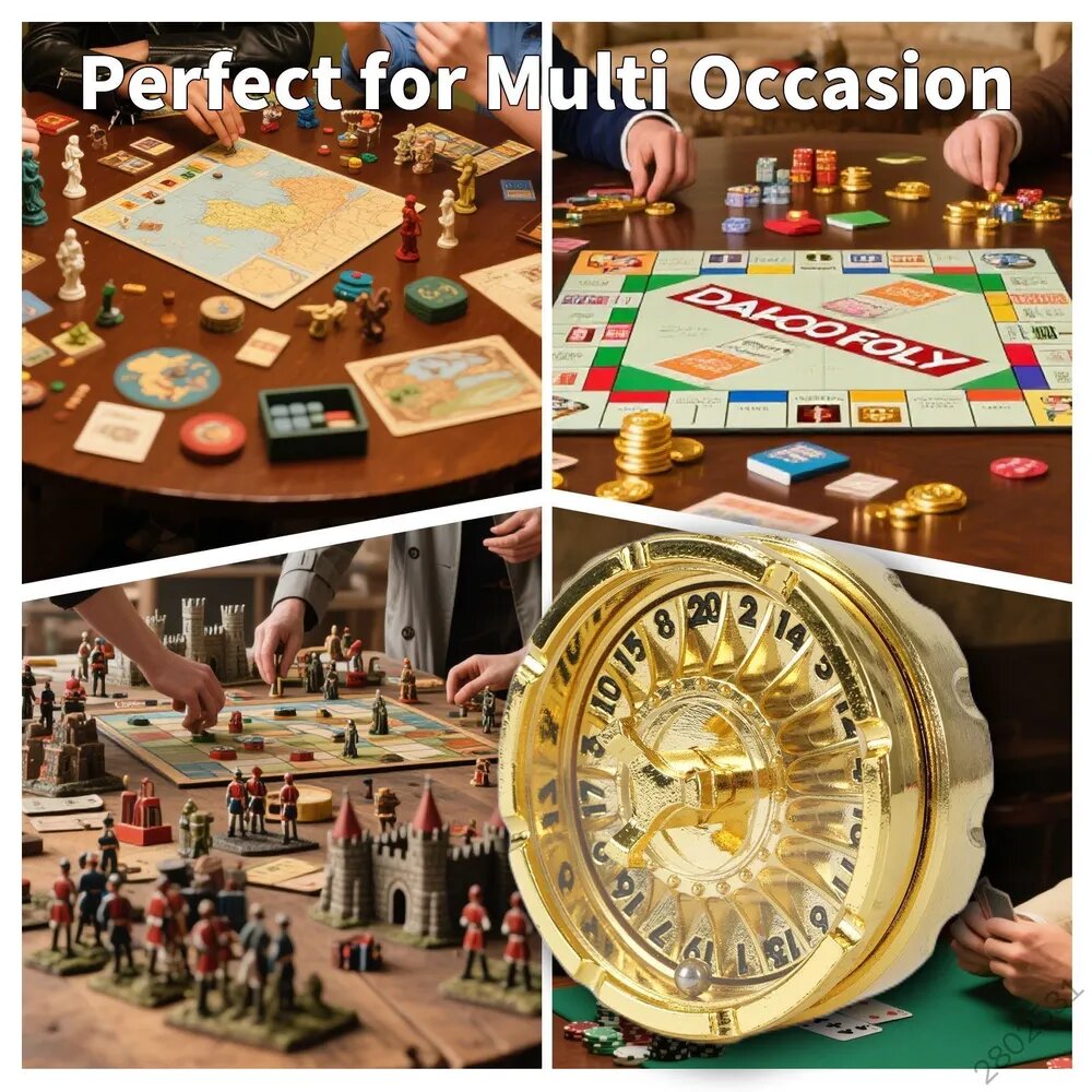 Игральные кости Roulette D20 DICE Металлический сплав Золотой цвет 1 шт. в подарочной коробке — фото 1