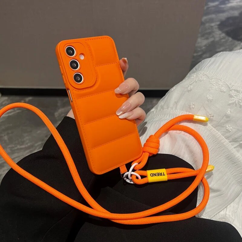 Модный чехол-кошелек на шнурке для Samsung Galaxy A56 A36 A26 A16 A55 A35 A54 Оранжевый, Orange, A53