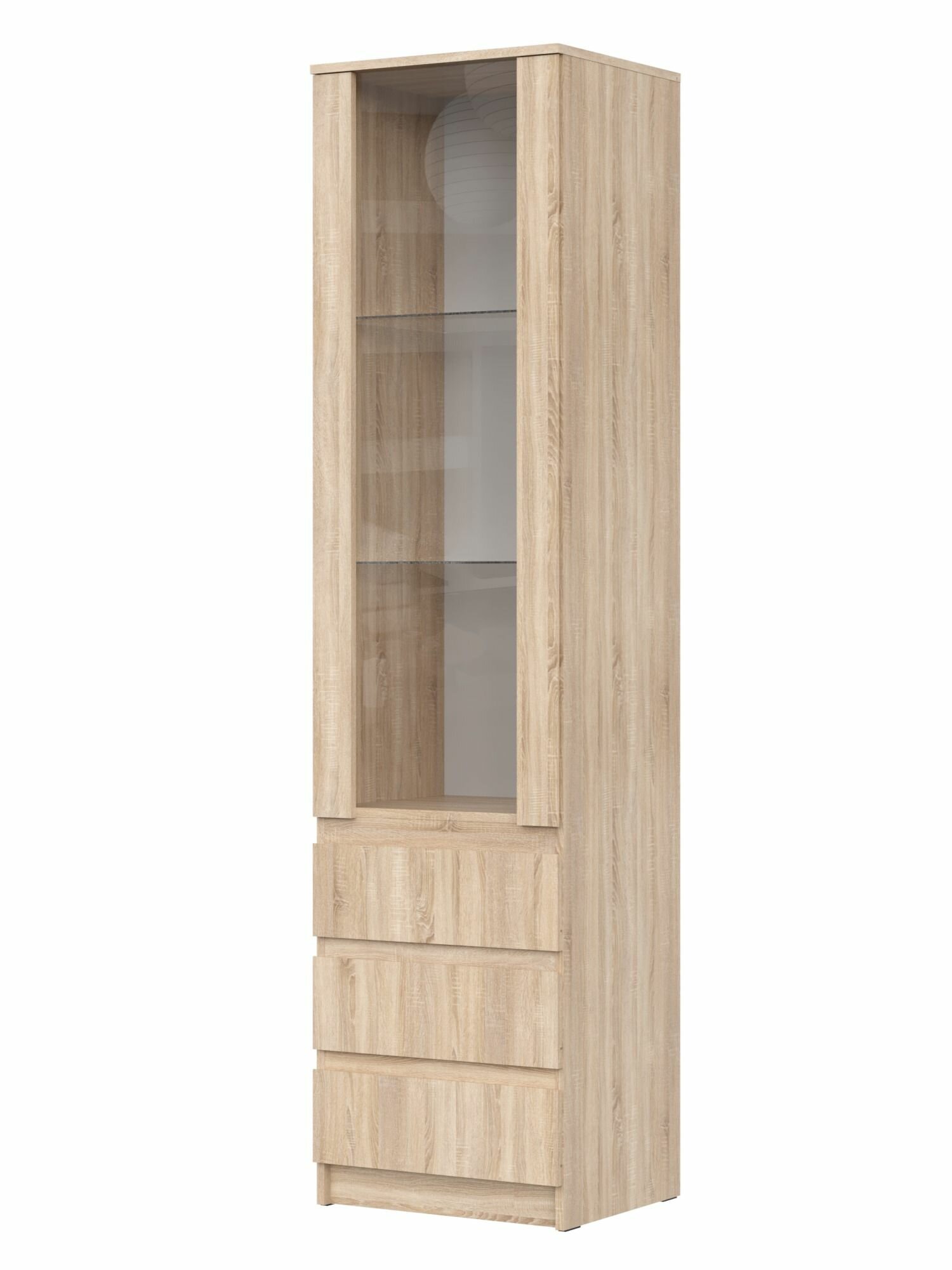 Шкаф-витрина ШКВ-1 STERN c 3 ящиками, размер 50х200х43см, цвет Дуб Сонома