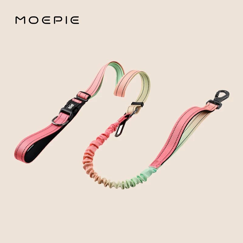 MOEPIE Эластичный поводок для крупных собак, желто-зеленый цвет, амортизирующий поводок для собак 30-100 фунтов