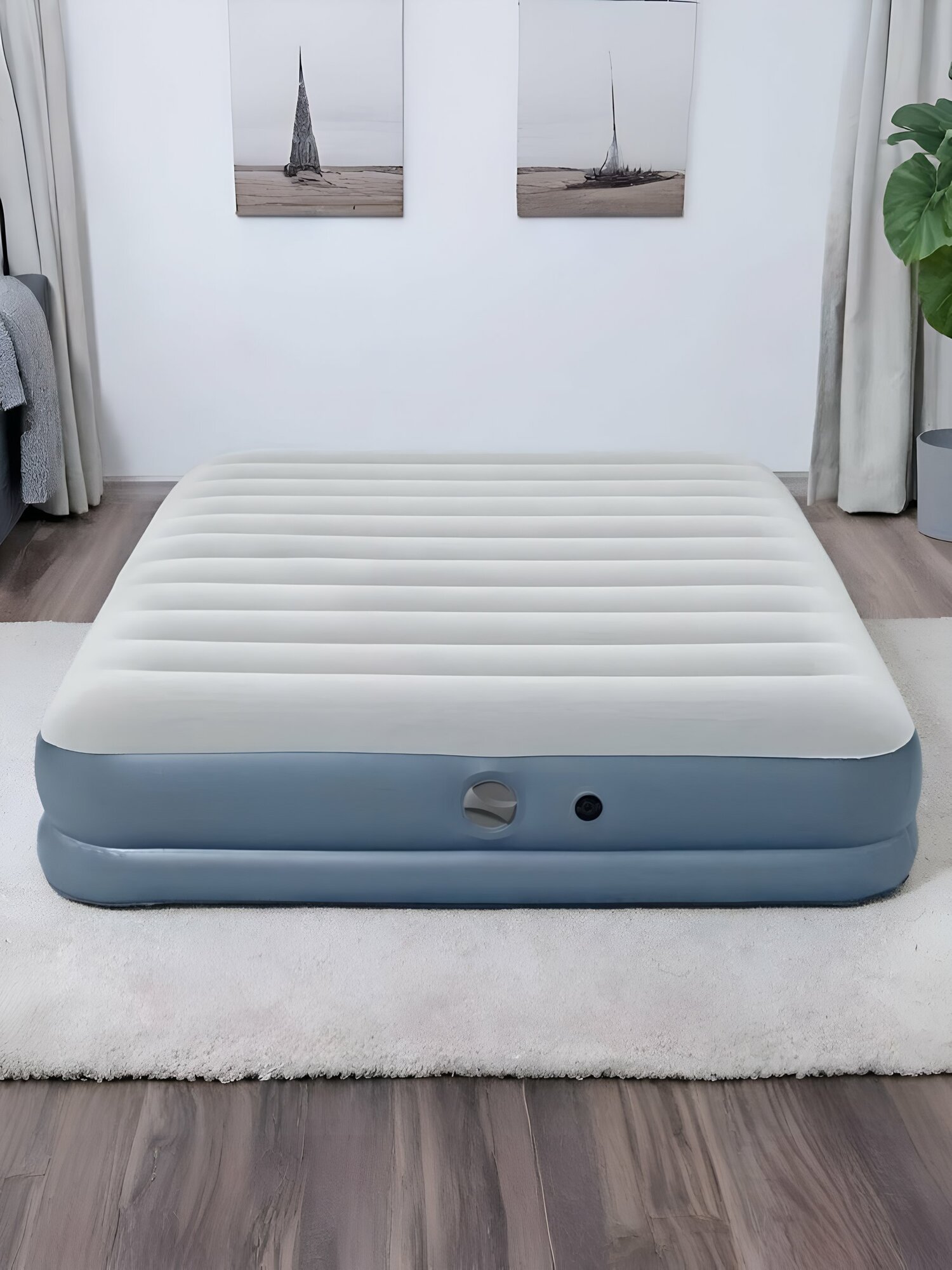 Кровать надувная Bestway, 203х152х36 см, 6716T, насос встроенный, аккумуляторная, флокированная, USB насос 3.7В, 300 кг