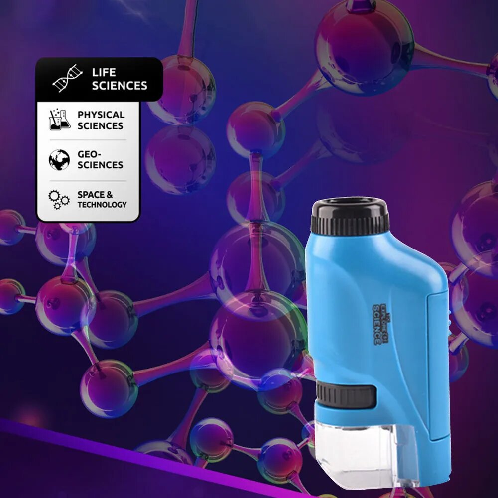 Миниатюрный ручной микроскоп 60 120 крат, питание от батареек AAA, со светодиодной подсветкой, для детей и учебных целей