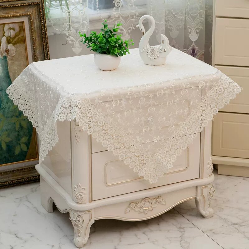 Льняная кружевная скатерть, 83x83 см, 1 шт, спецификация изображения
