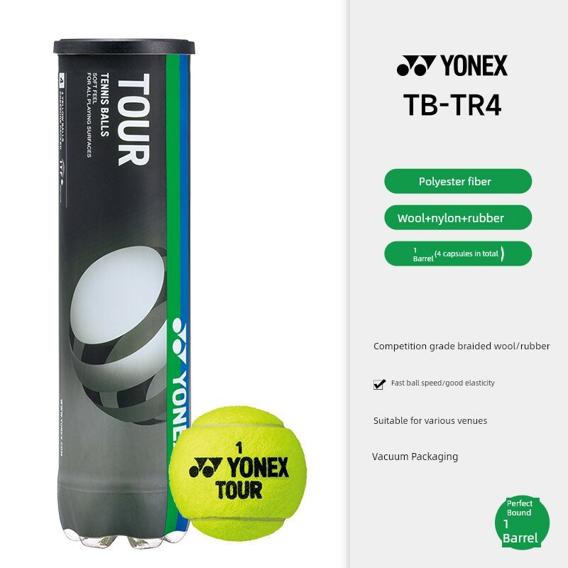 YONEX TB-TR4 Теннисные Мячи - 1 Кан (4 Мяча) для Начинающих и Прочного Использования