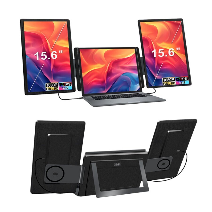 Портативный двойной монитор, 2 экрана 15.6", IPS, 1920x1080, 16:9, HDR Type-C 3.1, HDMI