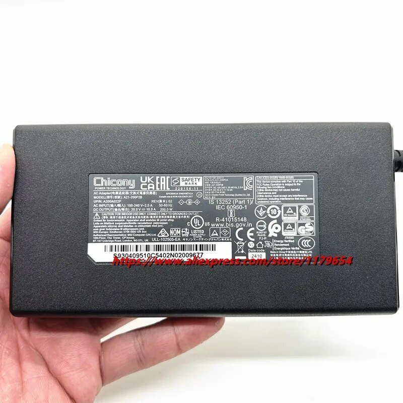 Chicony A21-200P2B адаптер для ноутбука MSI Stealth 14 Studio, UK Plug